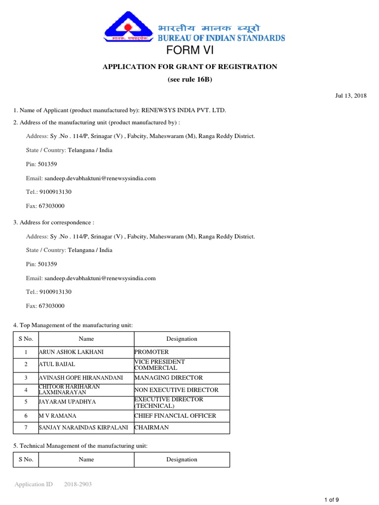 2.form VI With Revision Comments PDF | PDF | Trademark | Business