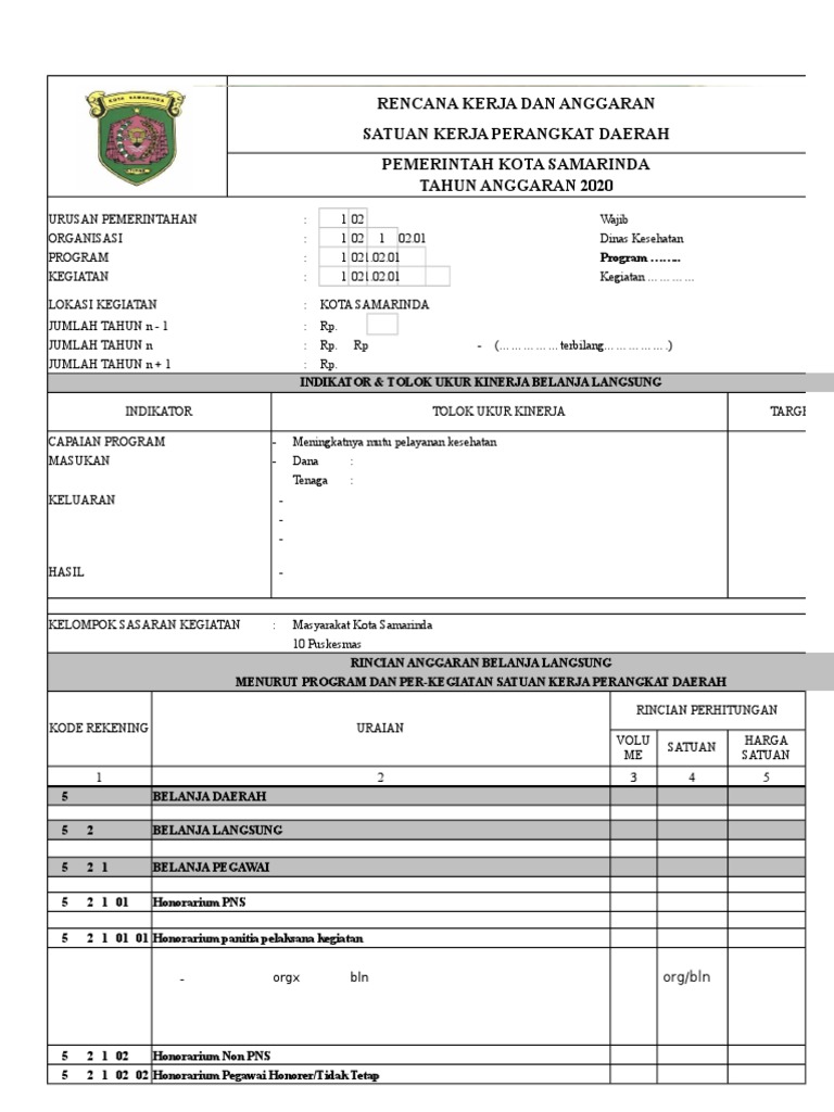 Contoh Format RKA 2020 | PDF