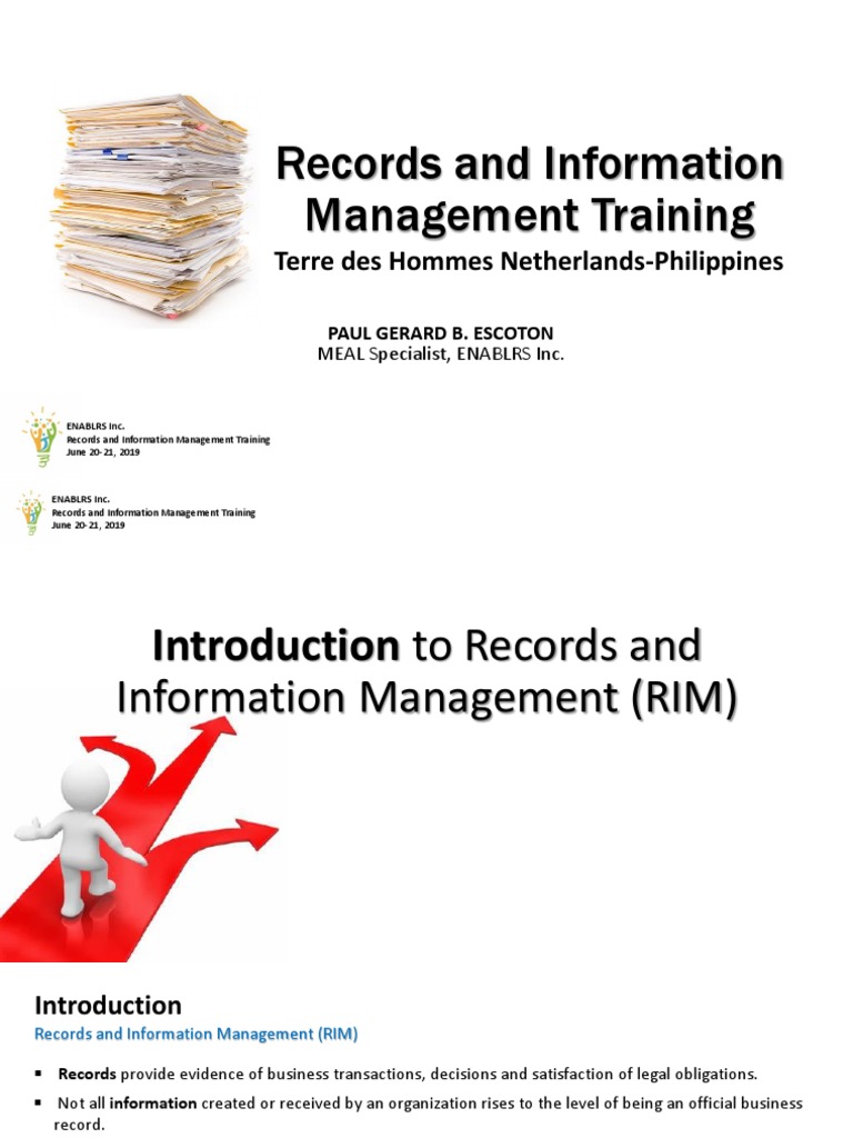 TDH - Records and Information Management Training Updated | PDF ...