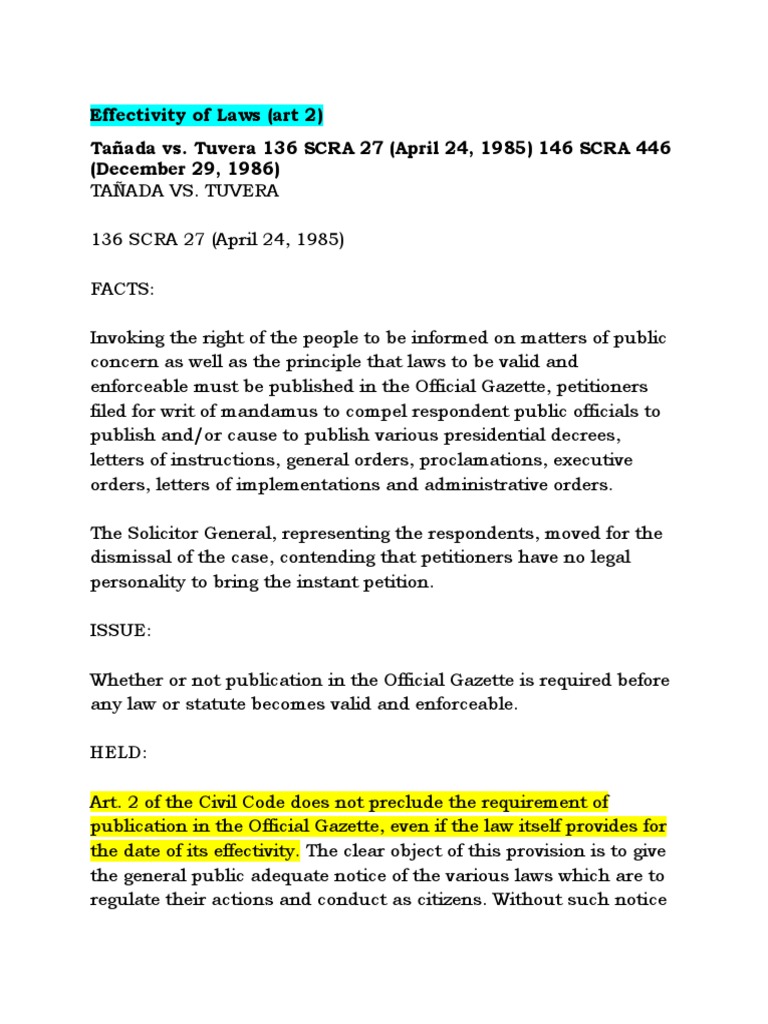 Effectivity of Laws | PDF | Mandamus | Public Sphere