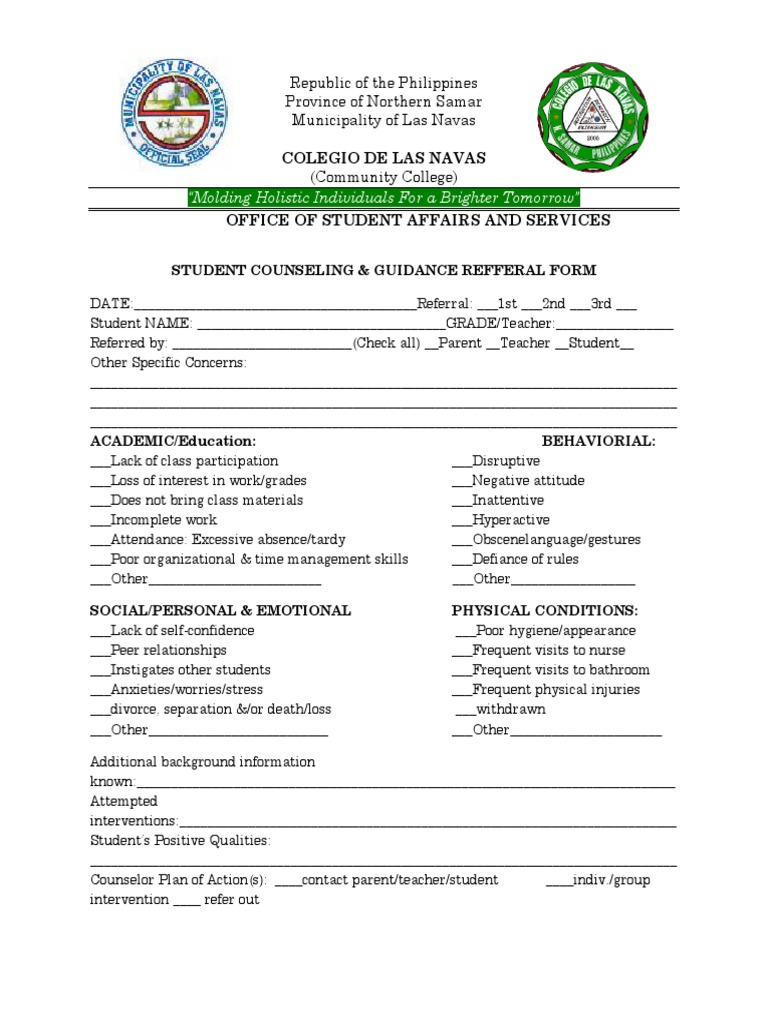 Student Referral Form | PDF | Teachers | Applied Psychology
