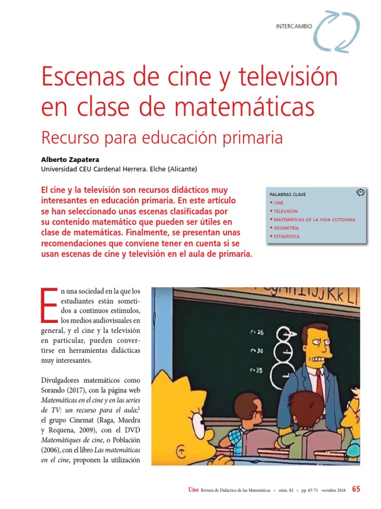 Escenas de cine y televisión en clase de matemáticas: Recurso para ...