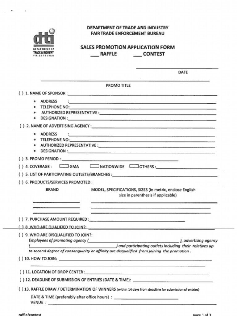 Updated - DTI Sales Promotion Application (Raffle) | PDF