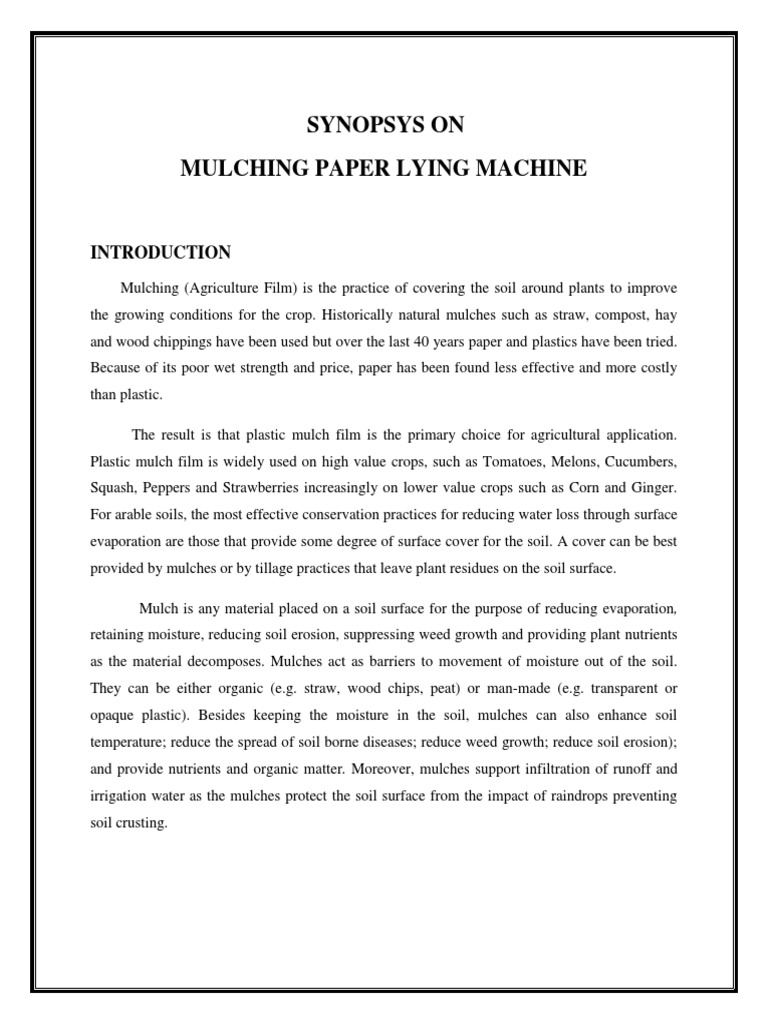 An Efficient Mulching Paper Laying Machine: Reducing Labor Requirements ...