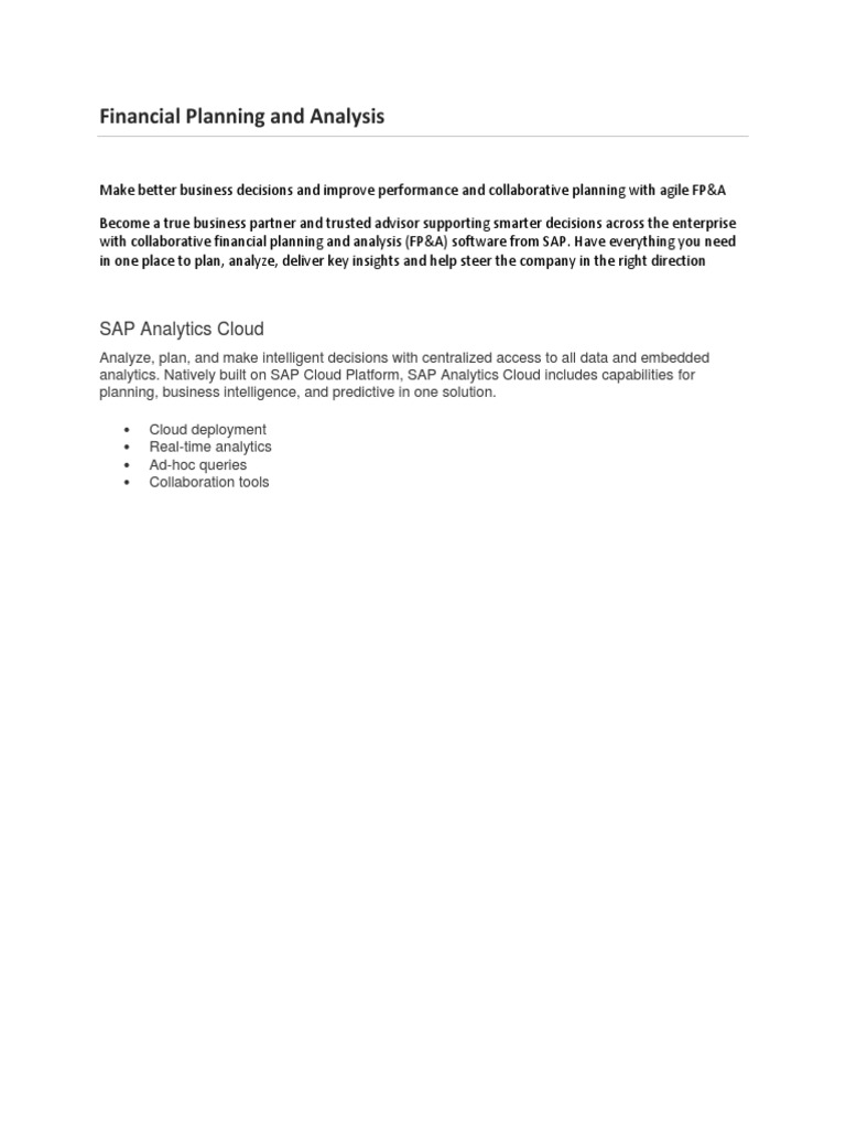 Financial Planning and Analysis | PDF