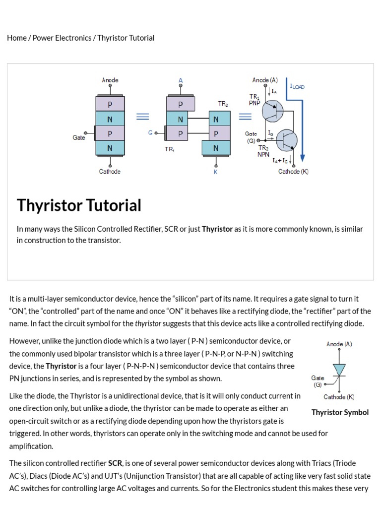 Thyristor Tutorial | PDF | Rectifier | Field Effect Transistor