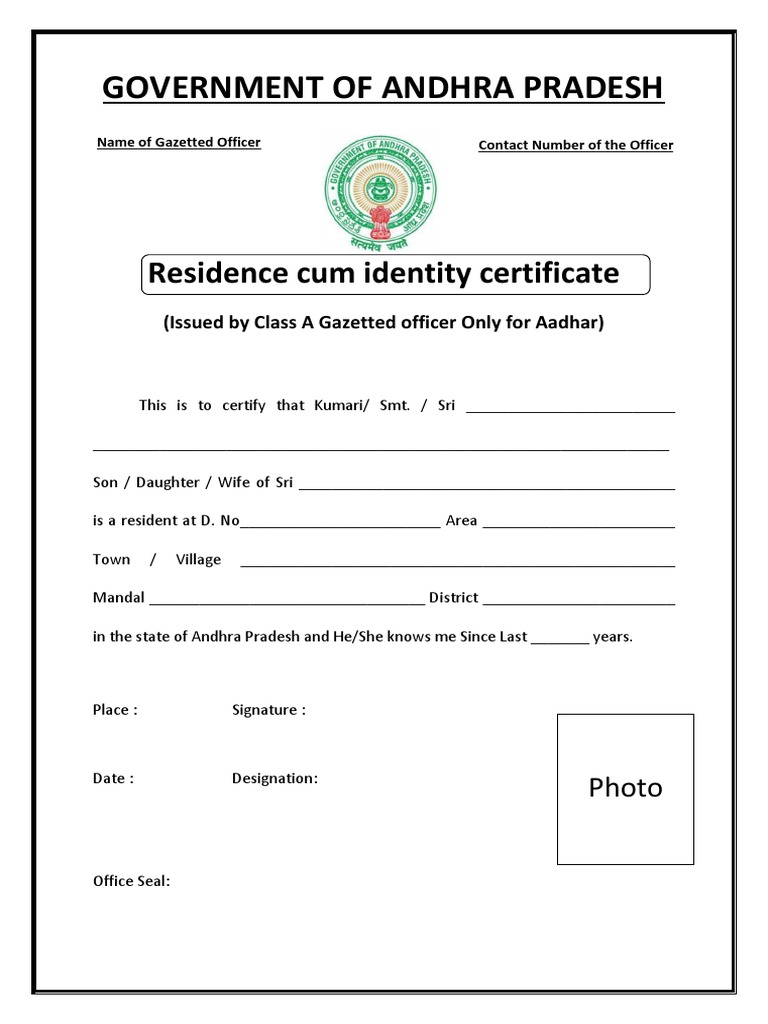 Residence Certificate | PDF