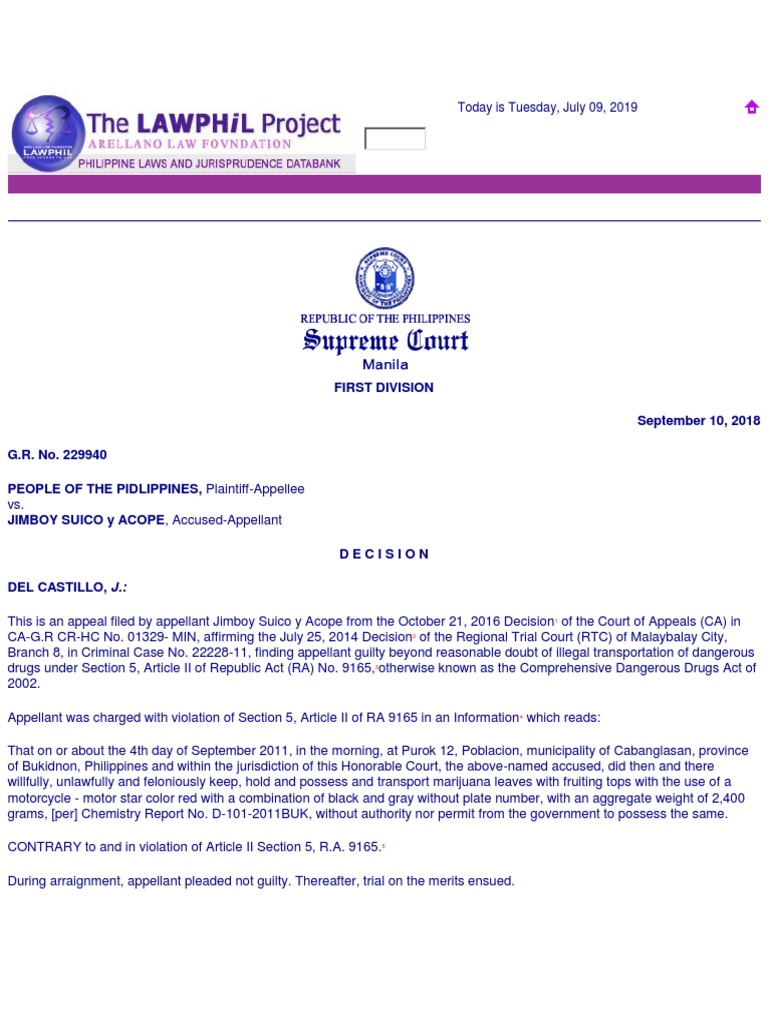 First Division September 10, 2018 G.R. No. 229940 PEOPLE OF THE ...