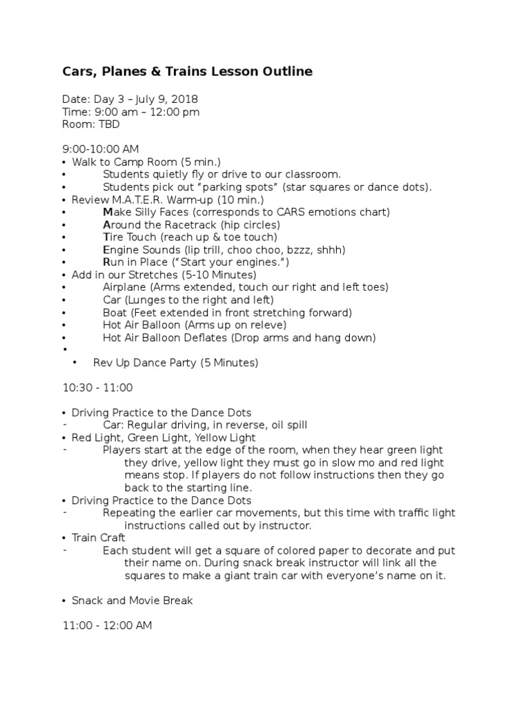 Cars Planes and Trains Day 3 | PDF