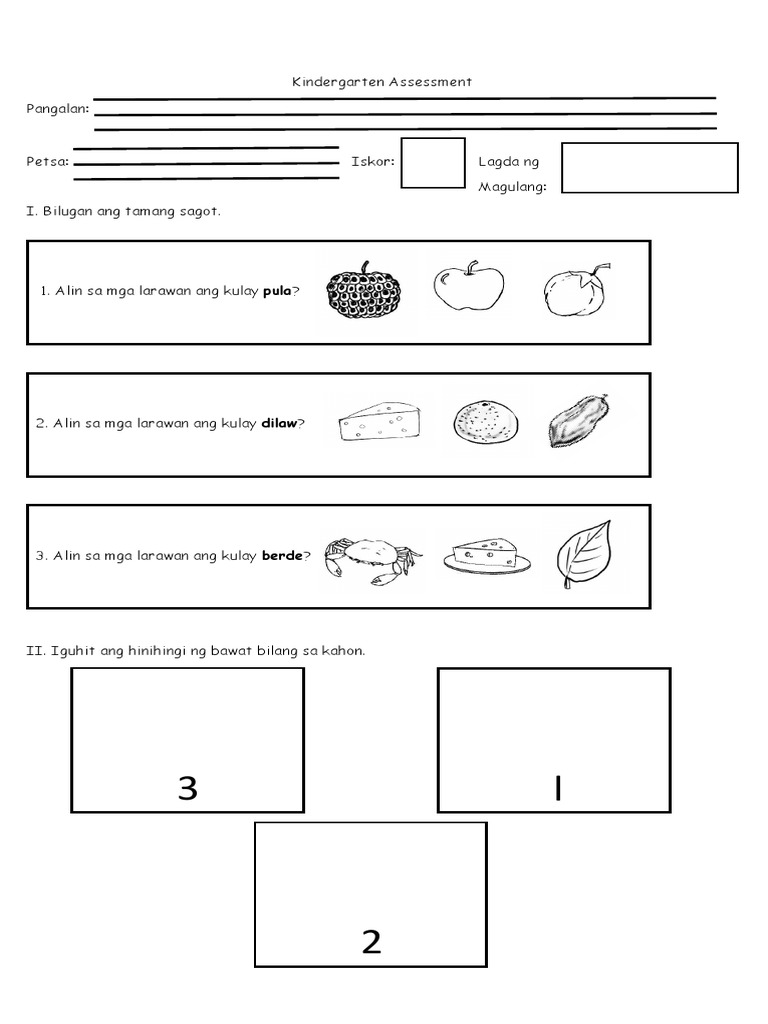 1st Kindergarten Assessment 2018 | PDF