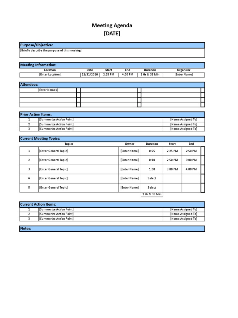 Meeting Agenda (DATE) : Purpose/Objective | PDF
