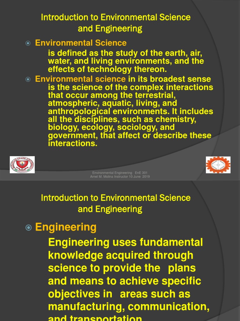 Lecture 1 Introduction To Environmental Science and Engineering ...