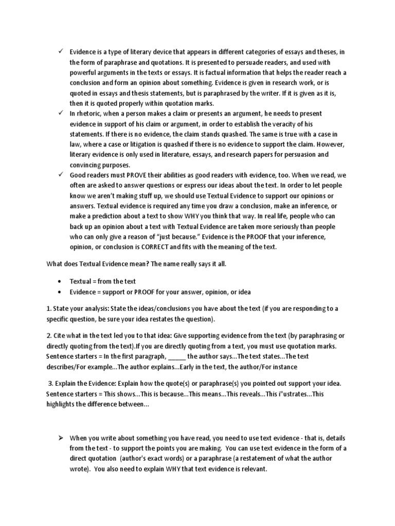 Textual Evidence | PDF | Argument | Essays
