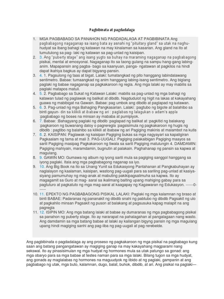 Pagbibinata at Pagdadalaga | PDF