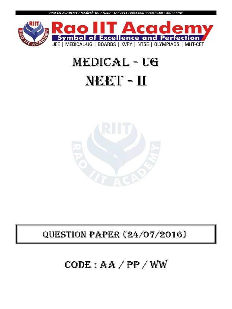 NEET PHASE 2 2016 Question Paper | PDF | Lens (Optics) | Force