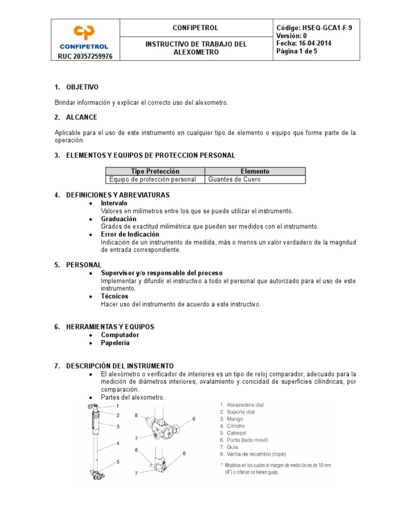 Instructivo Alexometro | PDF | Tornillo | Medición