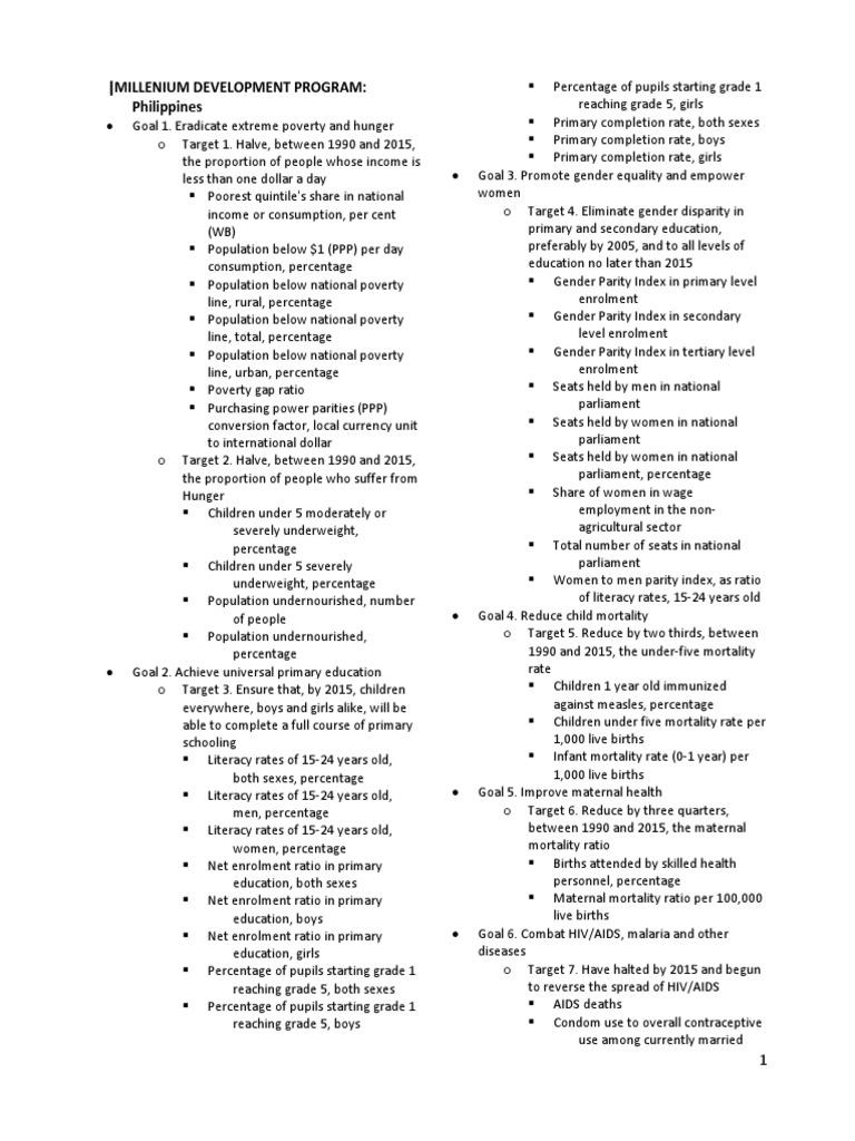 Millenium Development Program: Philippines | PDF | Purchasing Power ...