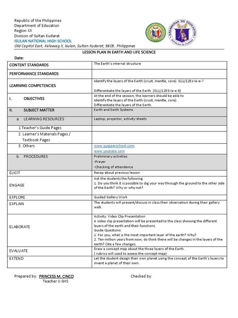 7es Layers of The Earth | PDF | Earth | Lesson Plan
