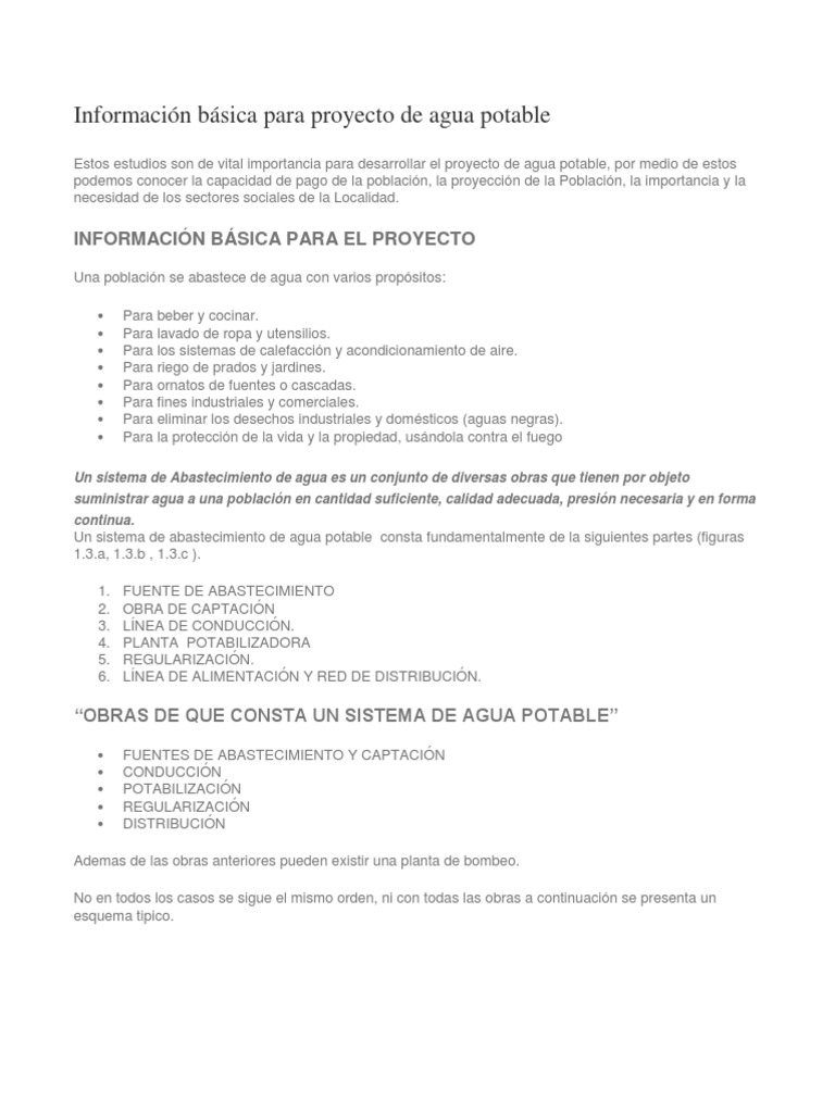 Diagrama de Sistema de Agua Potable | PDF | Agua potable | Topografía