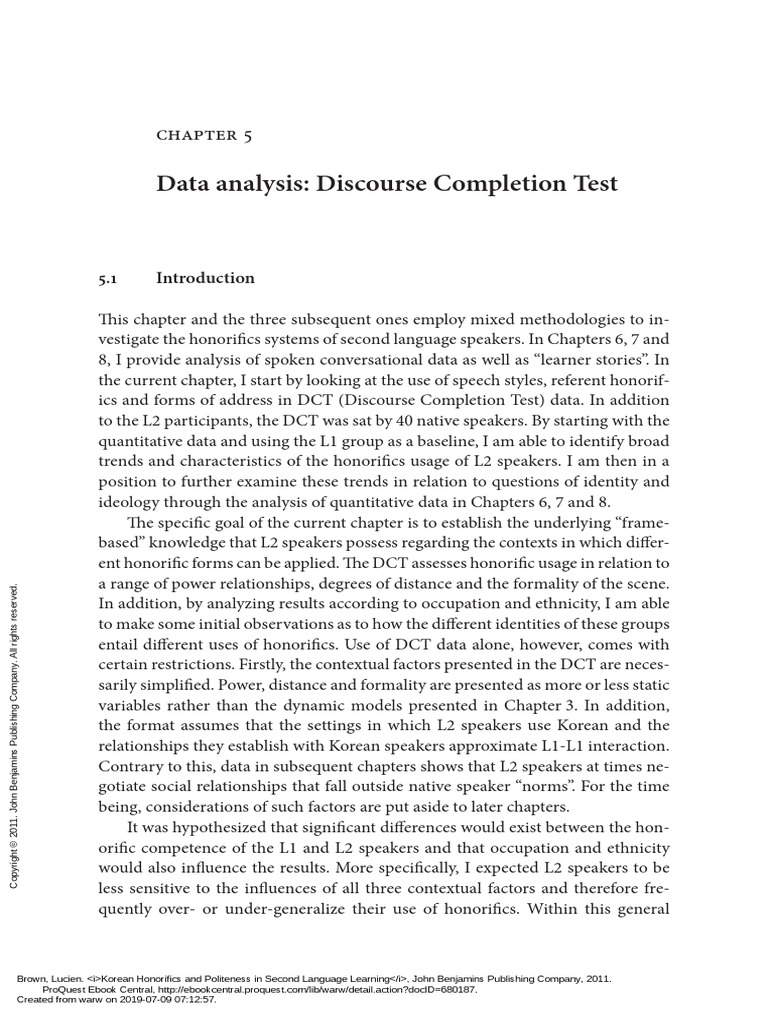 Korean Honorifics and Politeness in Second Languag... - (5. Data ...