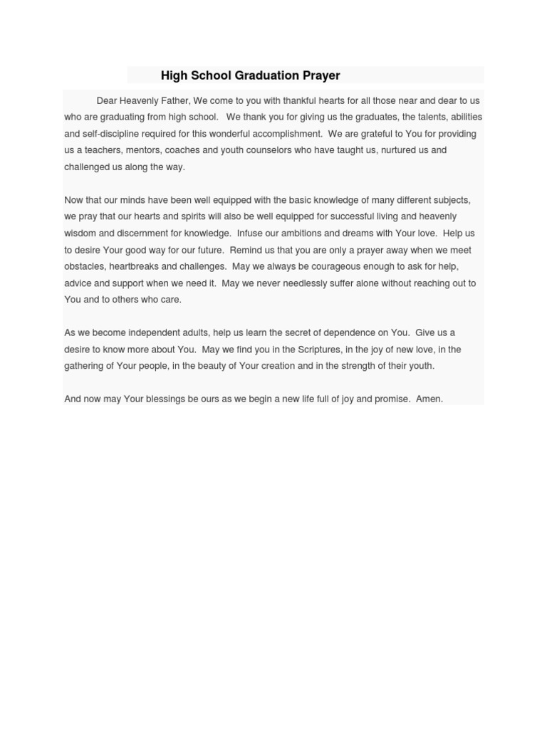 High School Graduation Prayer | PDF