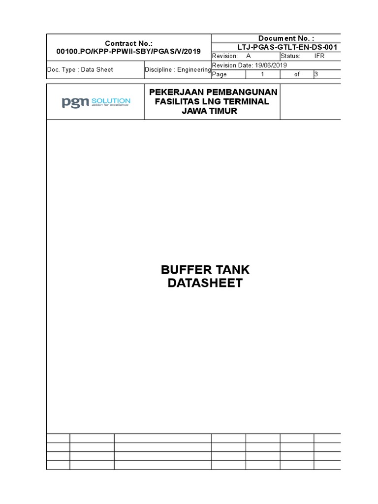 LNG Terminal Buffer Tank Datasheet | PDF | Mechanical Engineering ...
