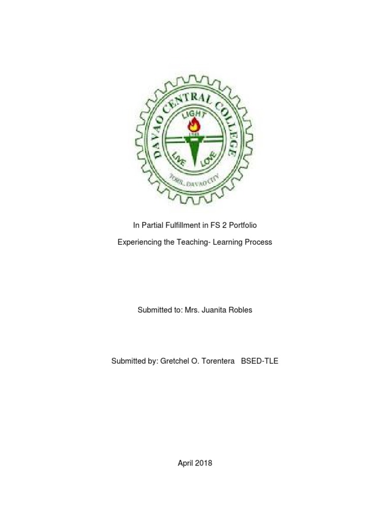 In Partial Fulfillment in FS 2 Portfolio Kim Kim Kim | PDF | Learning ...