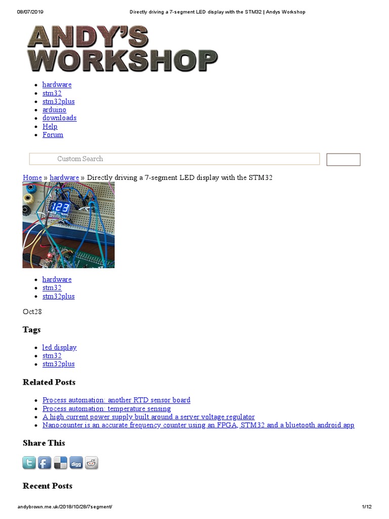 Directly Driving A 7-Segment LED Display With The STM32 - Andys Workshop | PDF | Light Emitting ...