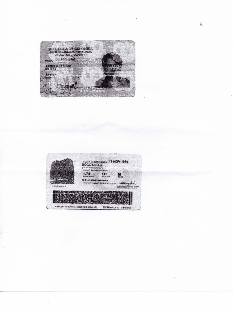 Cedula Javier Arbelaez Caro | PDF