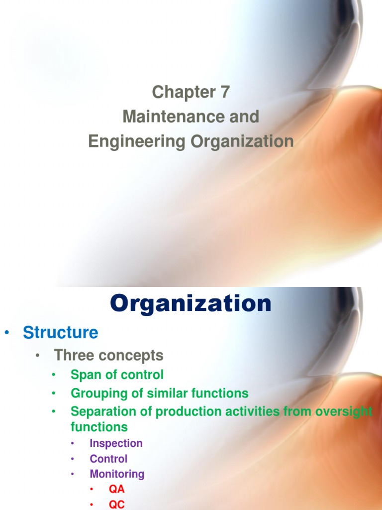 Maintenance and Engineering Organization | PDF | Reliability ...