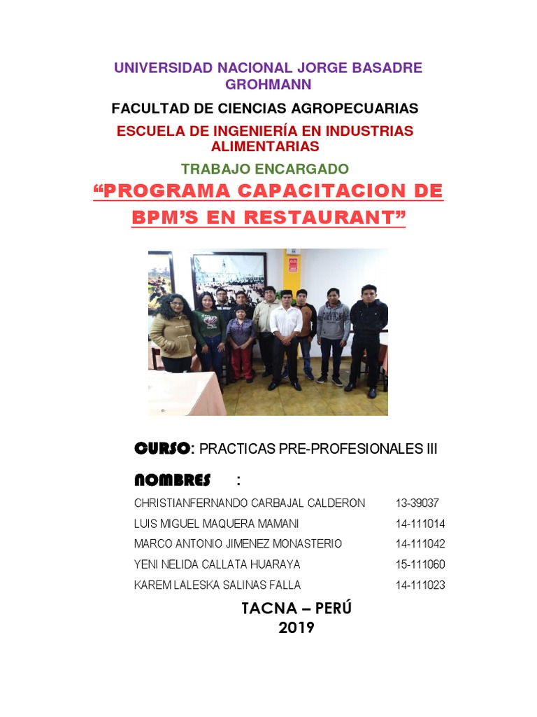 Programa Capacitacion de BPM | PDF | Seguridad alimenticia | Dieta libre de gluten