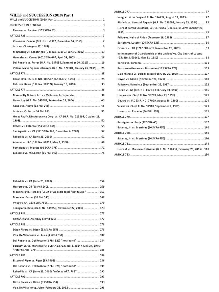 Wills and Succession FULL TEXTS | PDF | Inheritance | Will And Testament