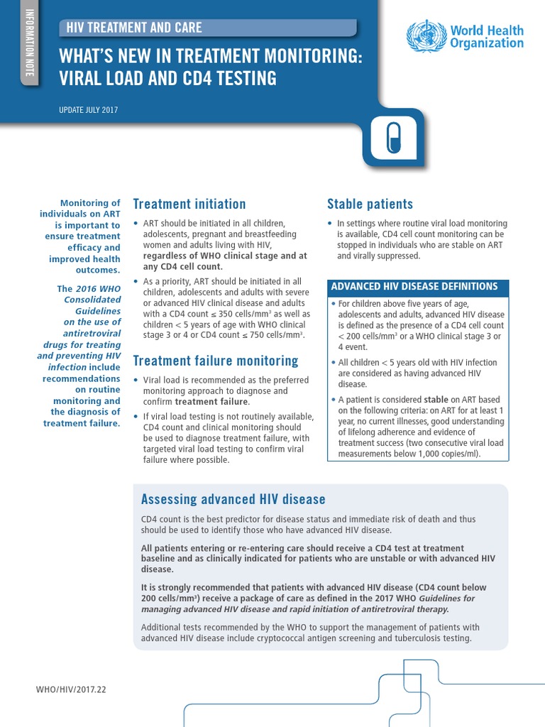 What'S New in Treatment Monitoring: Viral Load and Cd4 Testing | PDF ...