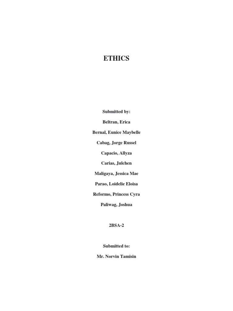 ETHICS | PDF | Morality | Behavioural Sciences