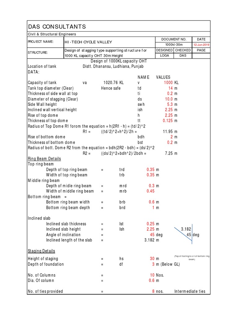 Das Consultants: Design of 1000KL Capacity OHT | PDF | Beam (Structure ...
