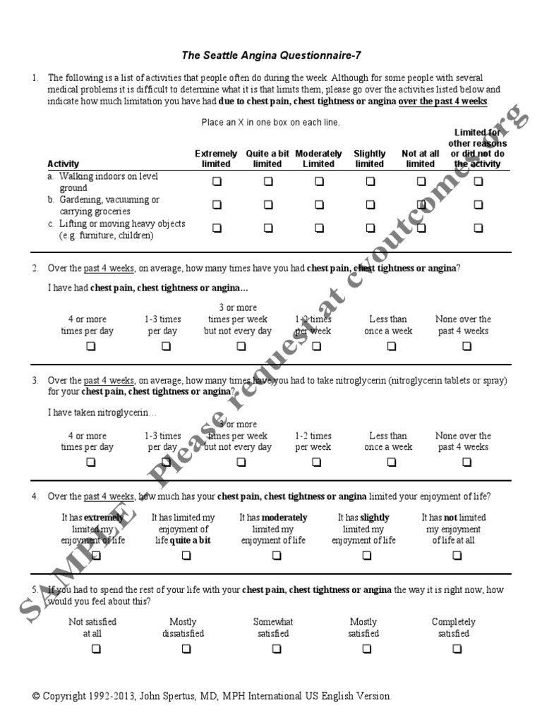The Seattle Angina Questionnaire-7: Limited for other reasons or did ...