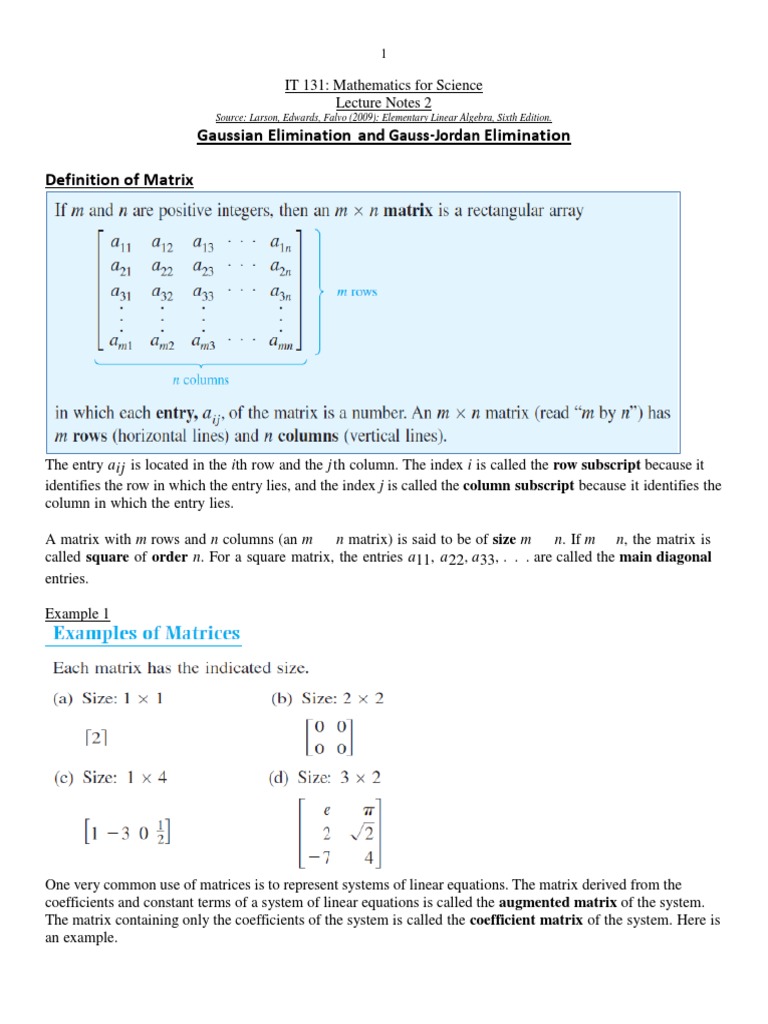 Linear Equations Lecture Note 2 | PDF | System Of Linear Equations ...