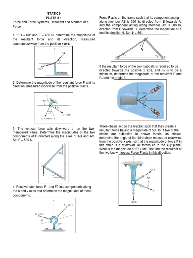 STATICS Plate 1 | PDF | Angle | Force