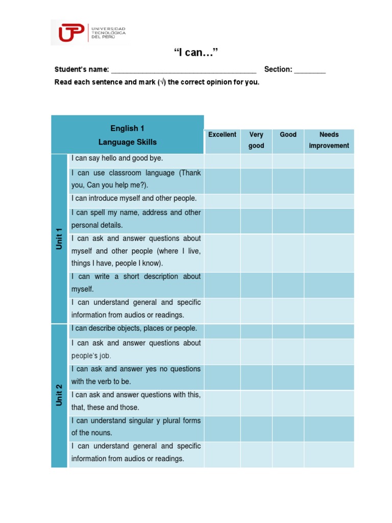 I CAN English 1 | PDF | English Language | Grammatical Number
