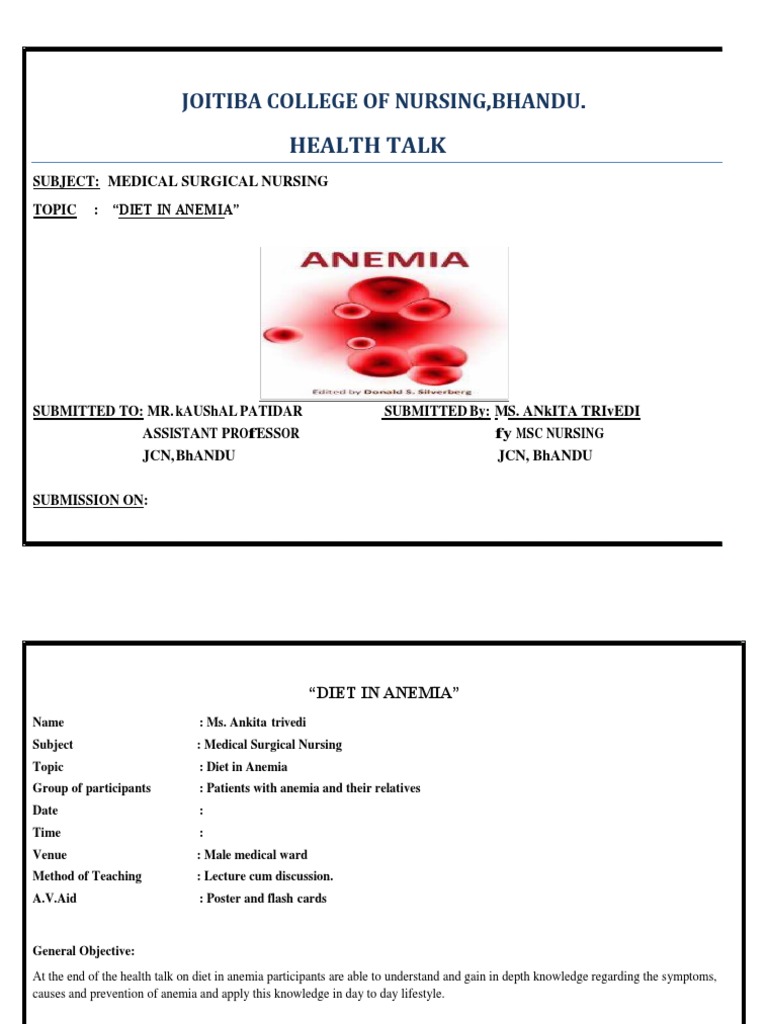 Health Talk Anemia | PDF | Anemia | Meal