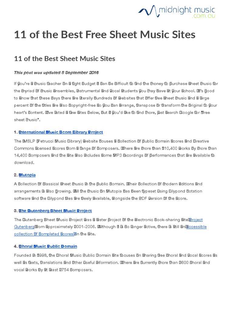 11 of The Best Free Sheet Music Sites | PDF | Sheet Music | Public Domain