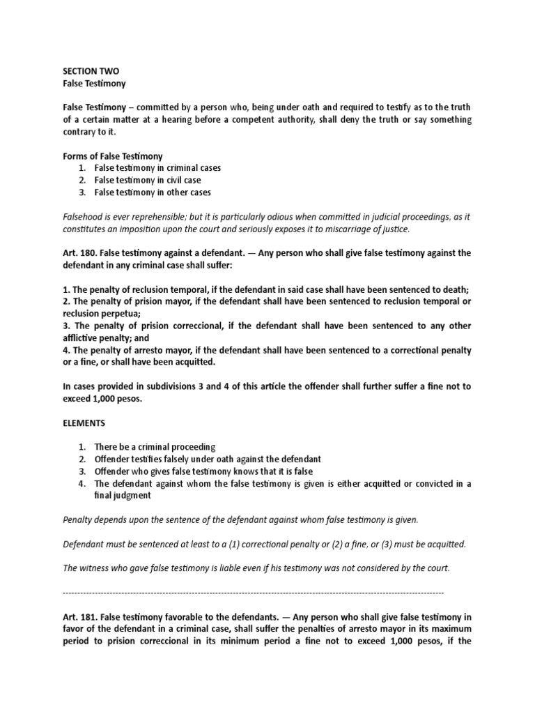 False Testimony | PDF | Perjury | Testimony