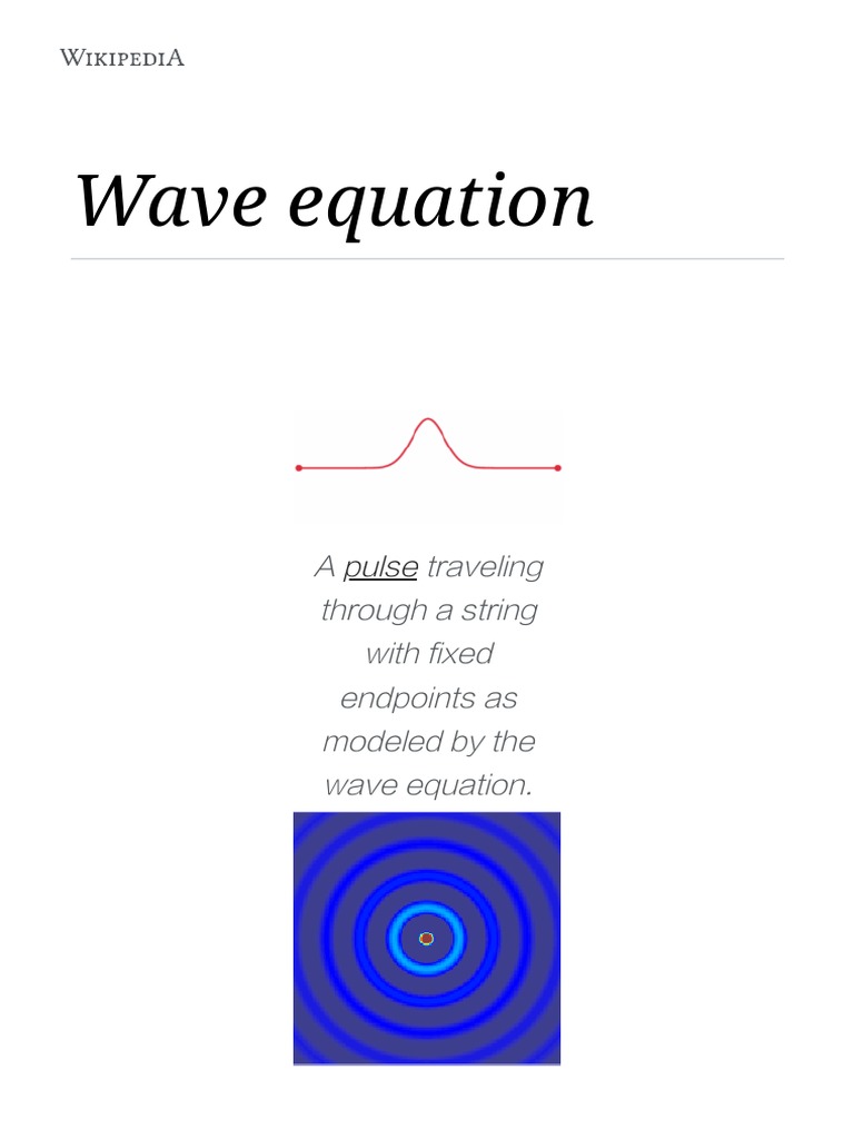 Wave Equation - Wikipedia PDF | PDF | Wave Equation | Linear Elasticity