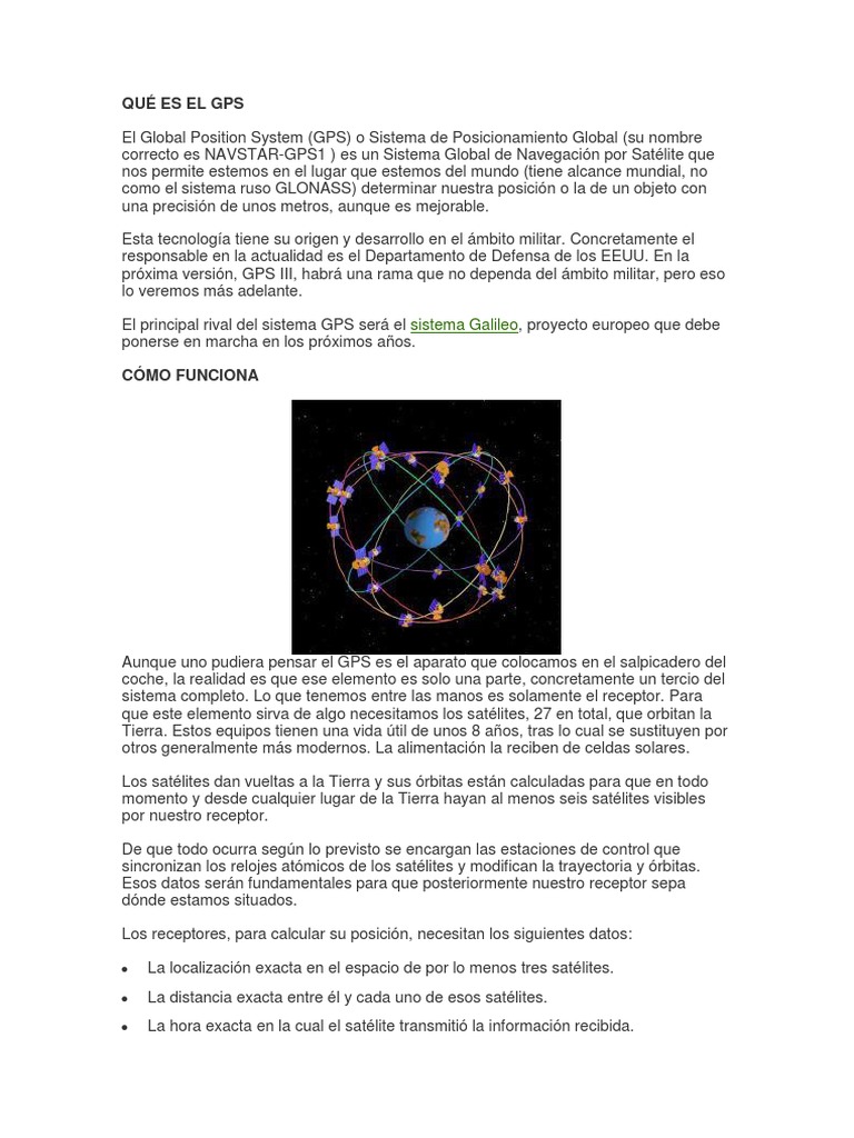 QUÉ ES EL GPS | PDF | Sistema de Posicionamiento Global | Sistema de ...