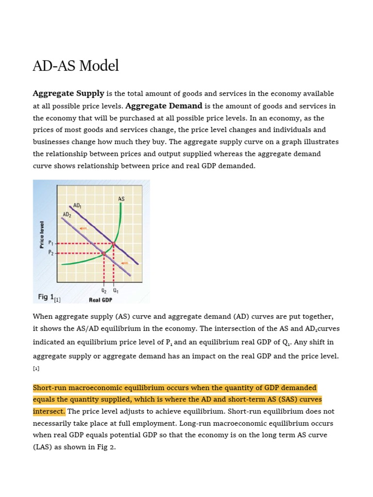 AS-AD Model | PDF | Supply And Demand | Economic Equilibrium