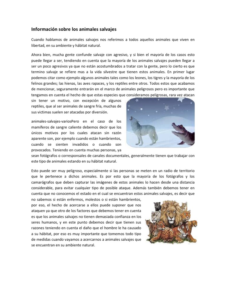 Información Sobre Los Animales Salvajes | PDF | Perros | Organismos