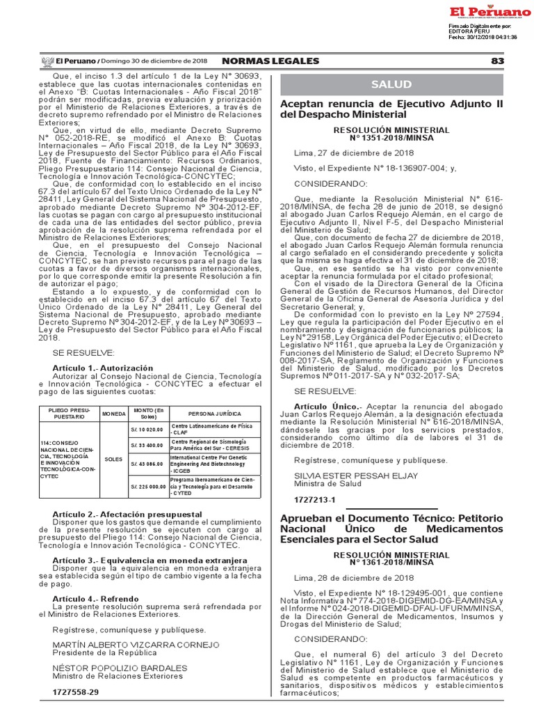 RM 1361-2018-Minsa Pnume 2018 PDF | PDF | Alemania | Política mundial