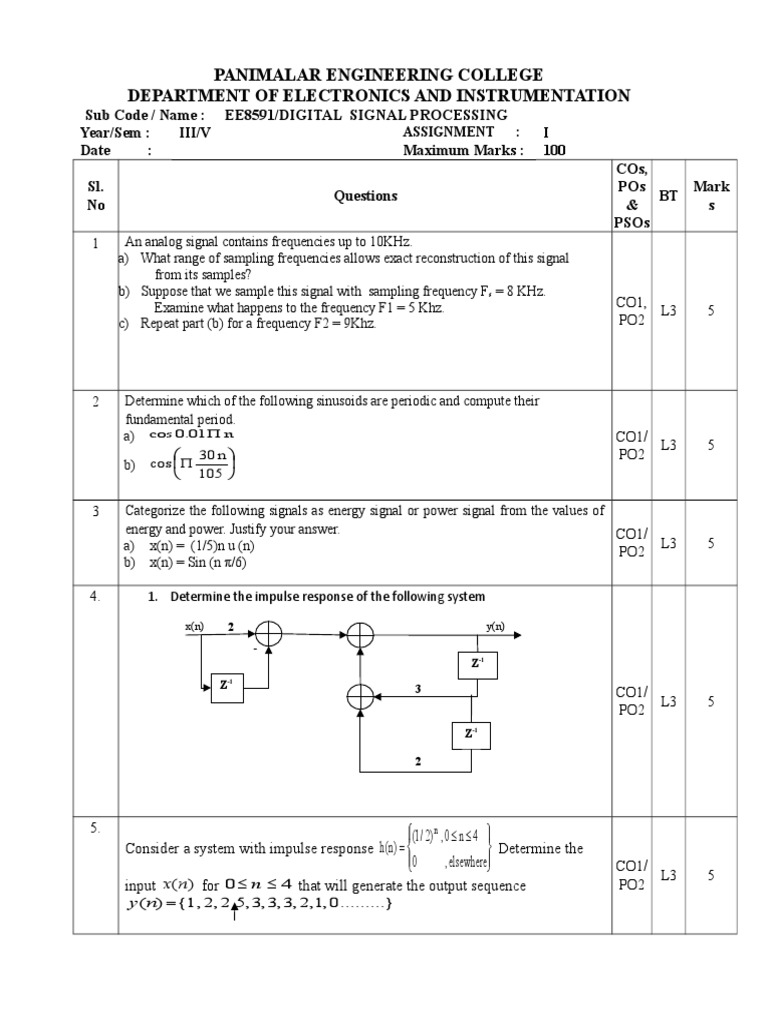 DSP Assignments 1 | PDF | Digital Signal Processing | Sampling (Signal Processing)