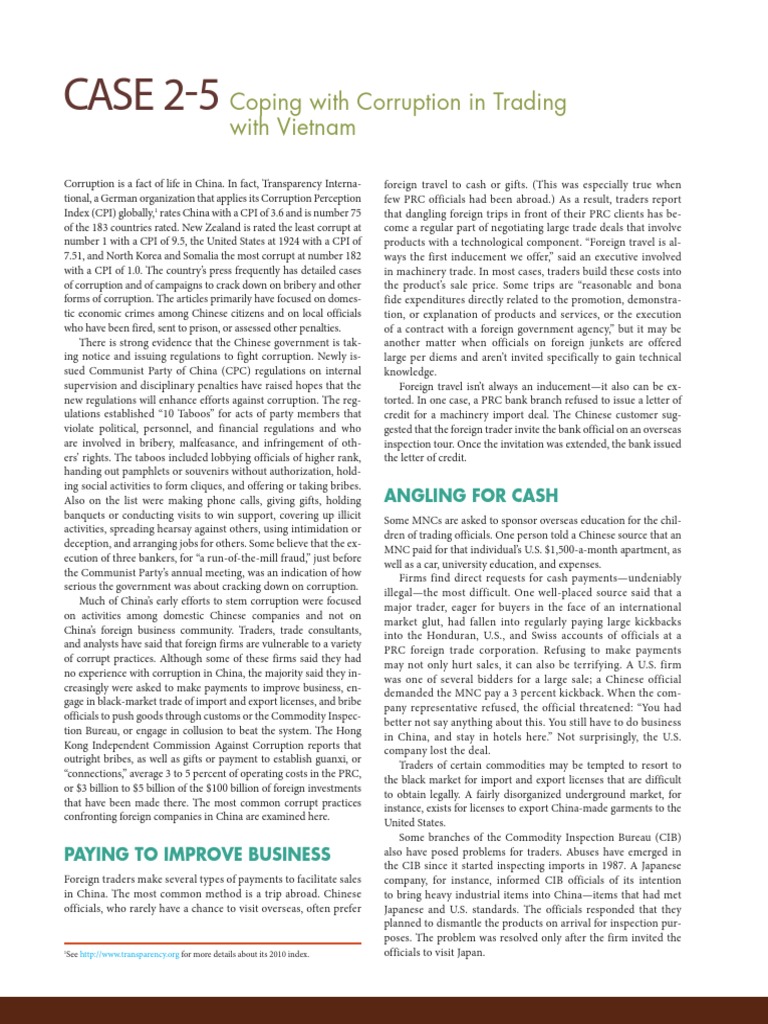 Case 7 Coping With Corruption in Trading With China | PDF | Bribery ...