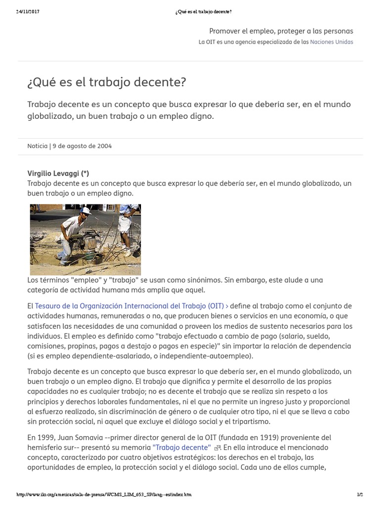 Que Es El Trabajo Decente | PDF | Esfera pública | Gobierno